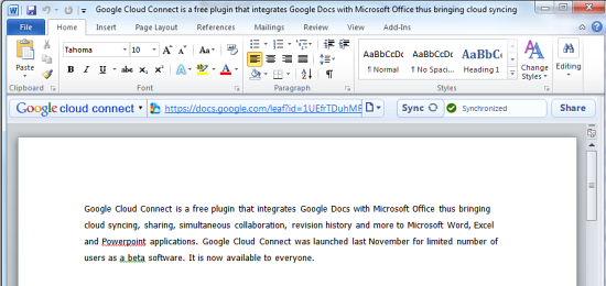How to use Google Cloud Connect for Microsoft Office